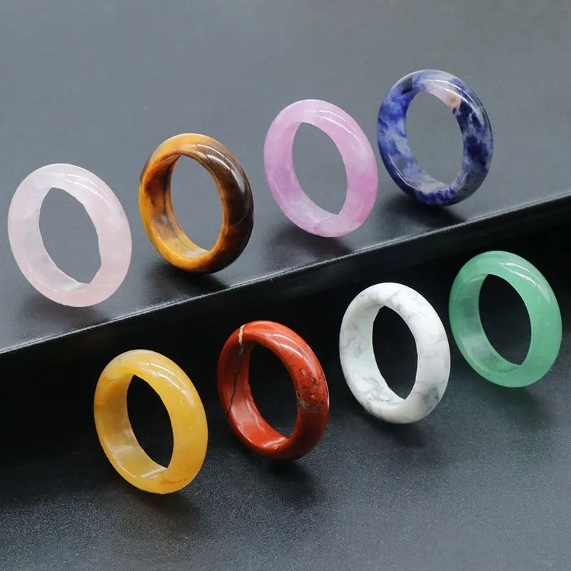 Natural Stone Wide 6mm Ring, Silver Plated Bohemian... From Enjoy_time ...