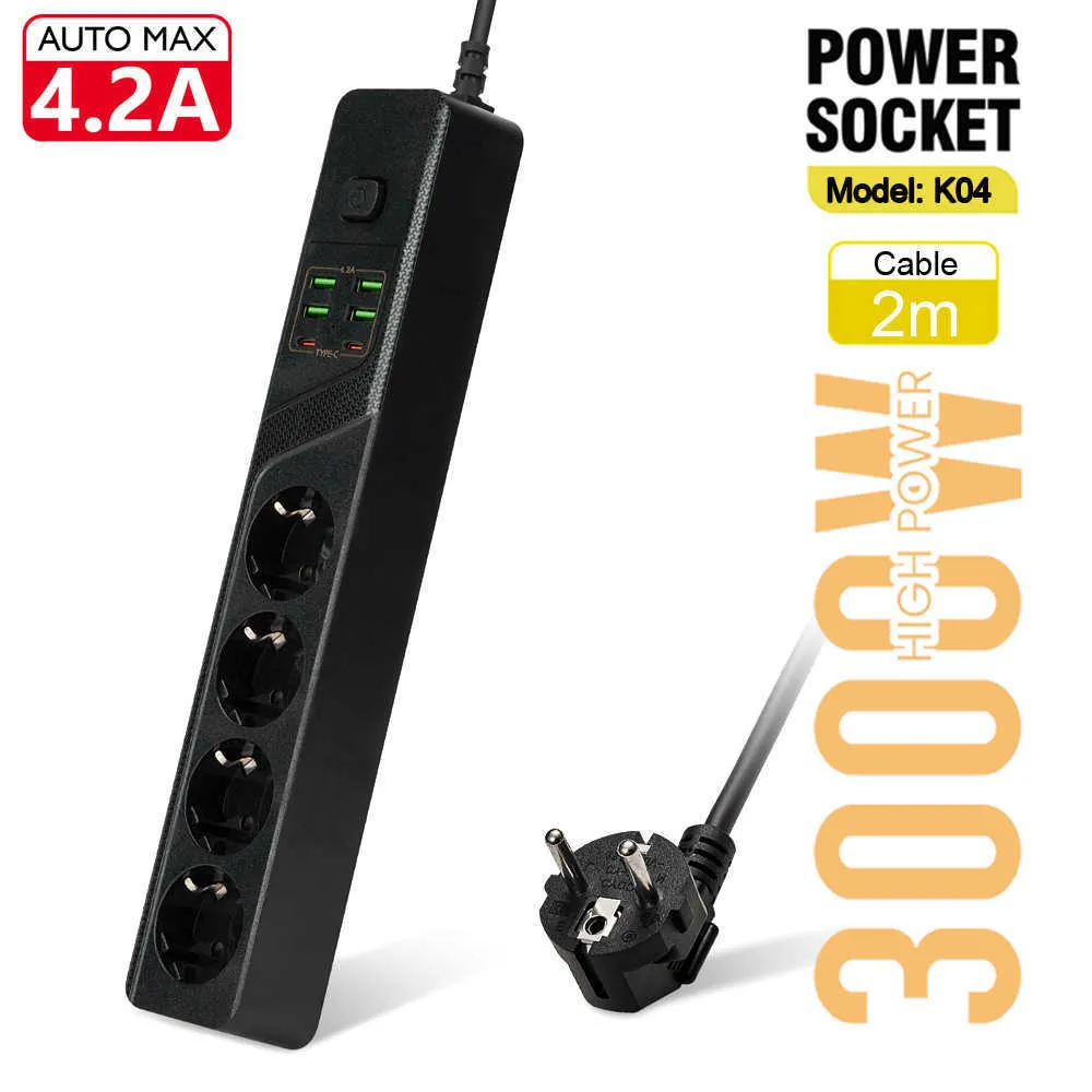 Double Socket With Usb Regleta De Alimentacin De 3000W Para La UE Toma ...