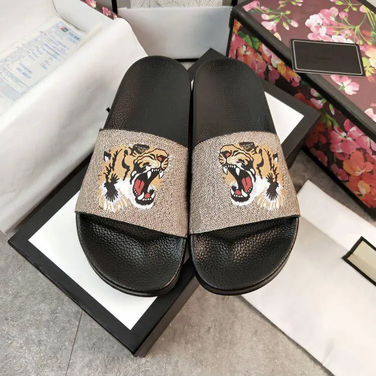 Luxury Designer Blooms Canvas Slide Tiger Slippers For Women And Men G ...