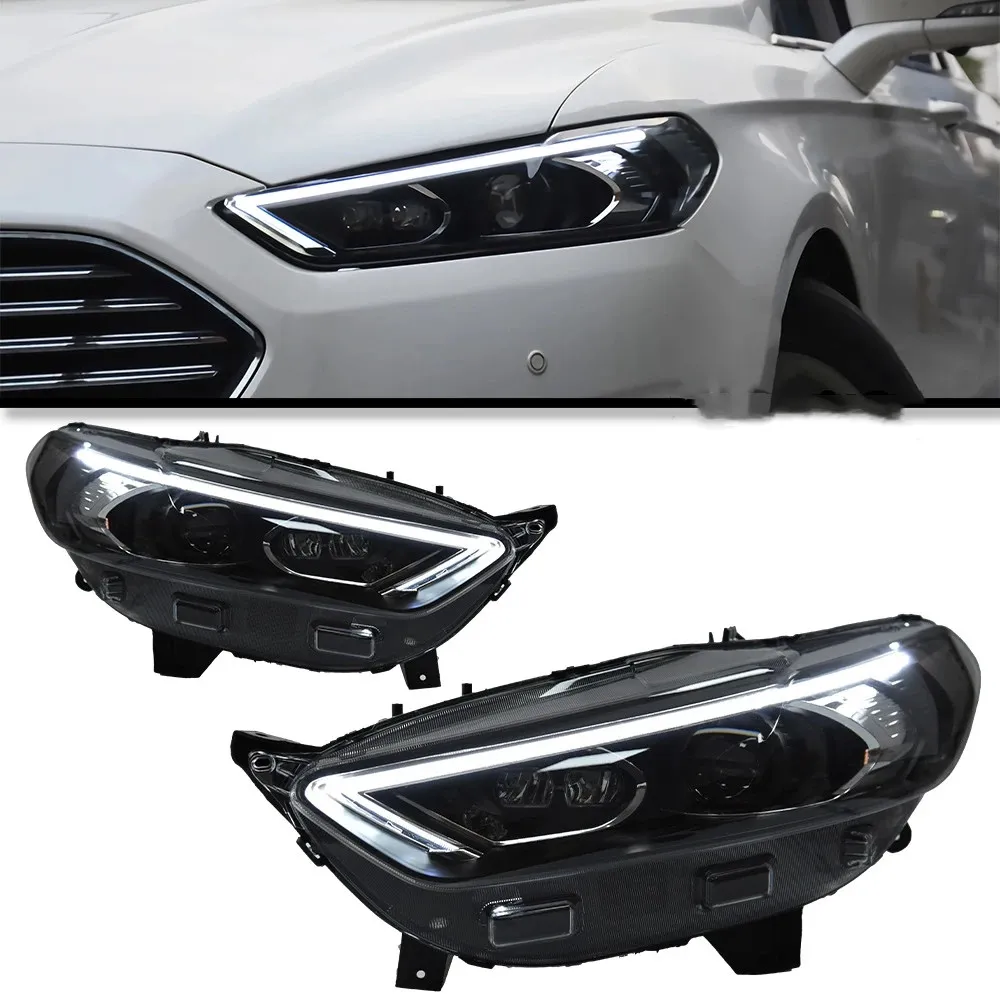 LED Headlights Assembly for Ford Mondeo Fusion 2013- with Blue DRL and ...