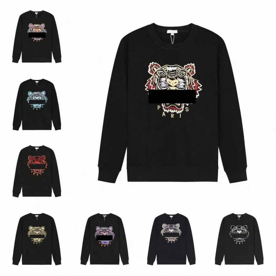 High Street Tiger Head Embroidered Tiger Hoodie For Men And Women ...