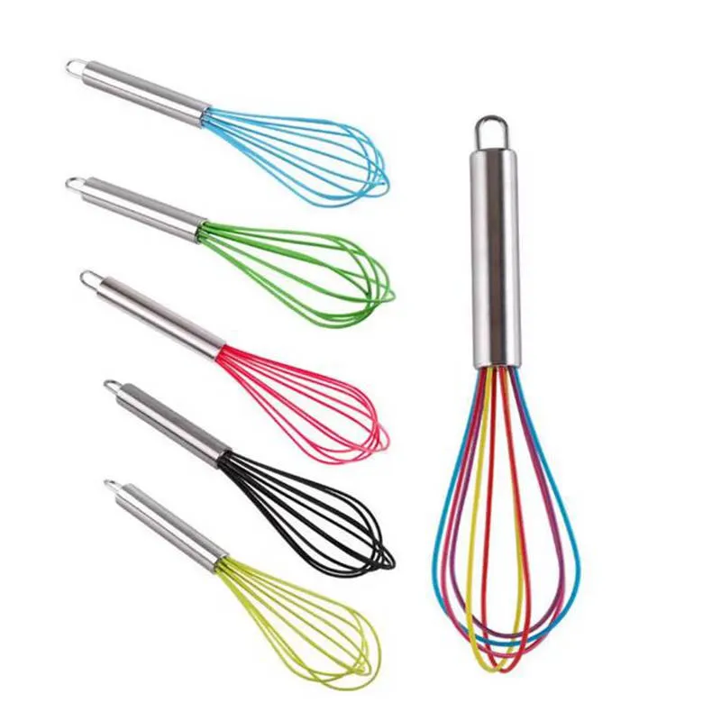 10 Inch Egg Beater Whisk Stirrer Awl Tool Color Silicone Stainless ...