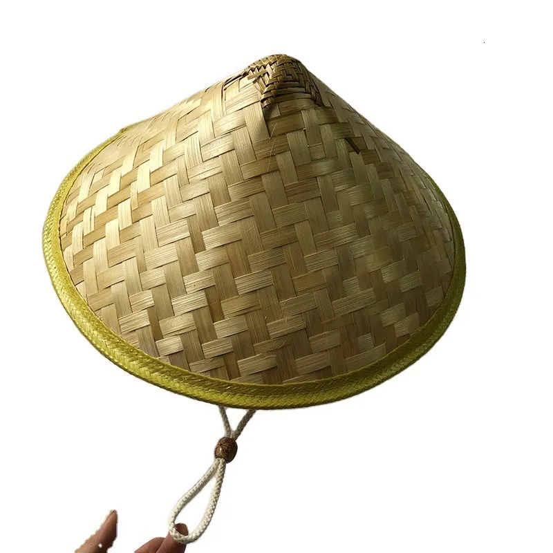 Wide Brim Bamboo Sun Hat - Chinese Style Rattan Weave, Retro Fisherman ...