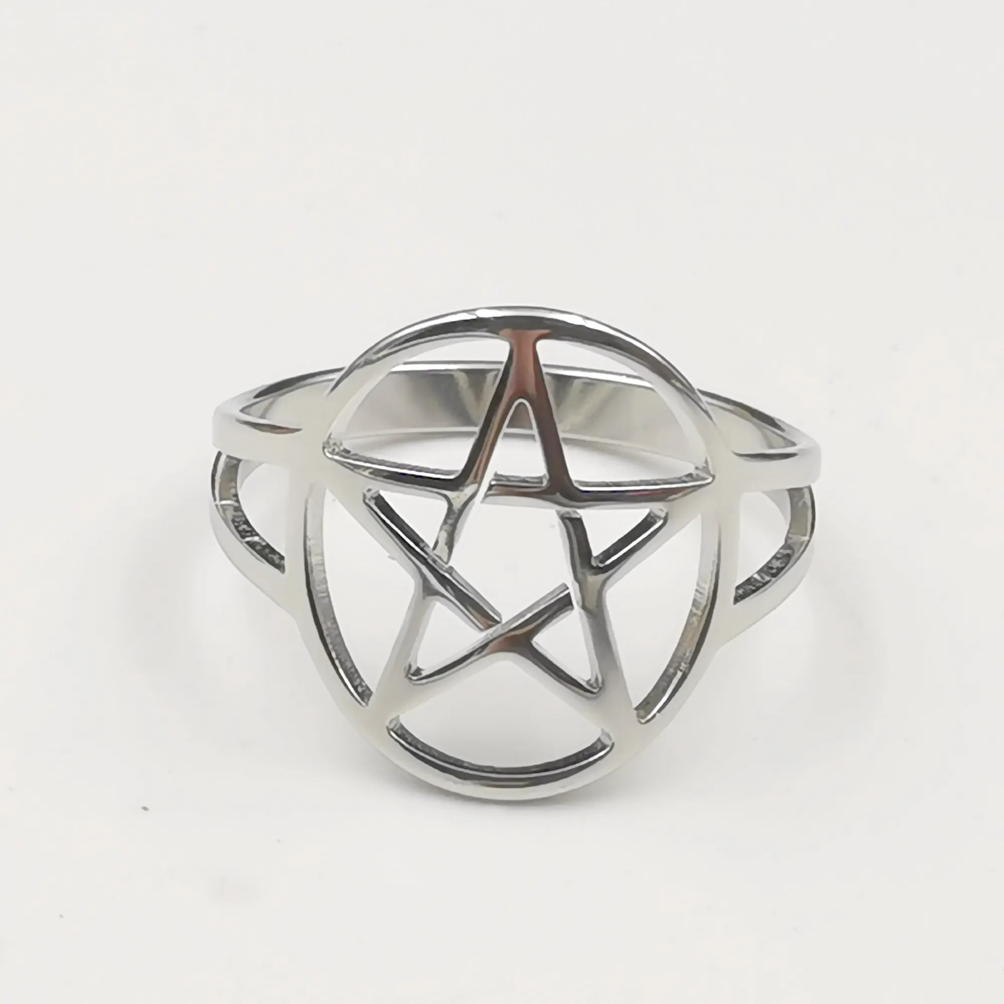 Anneaux D'étoiles Pour Hommes Pentagram, Wicca Pentacle Bijoux En Acier Inoxydable Amulet ...