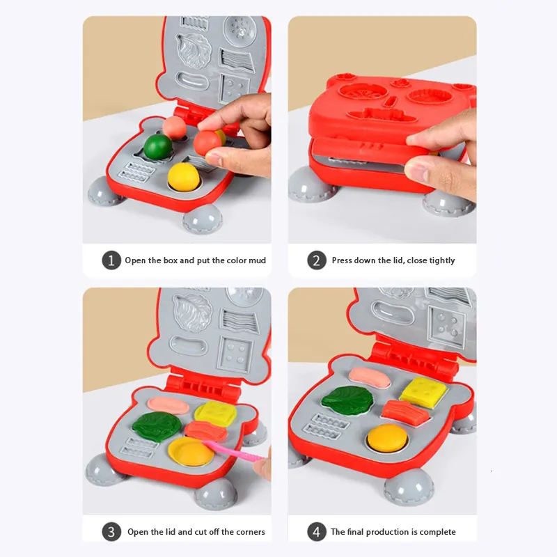 Learning Toys: Children's Diy Kitchen Clay Pretend Play Set with Burger ...