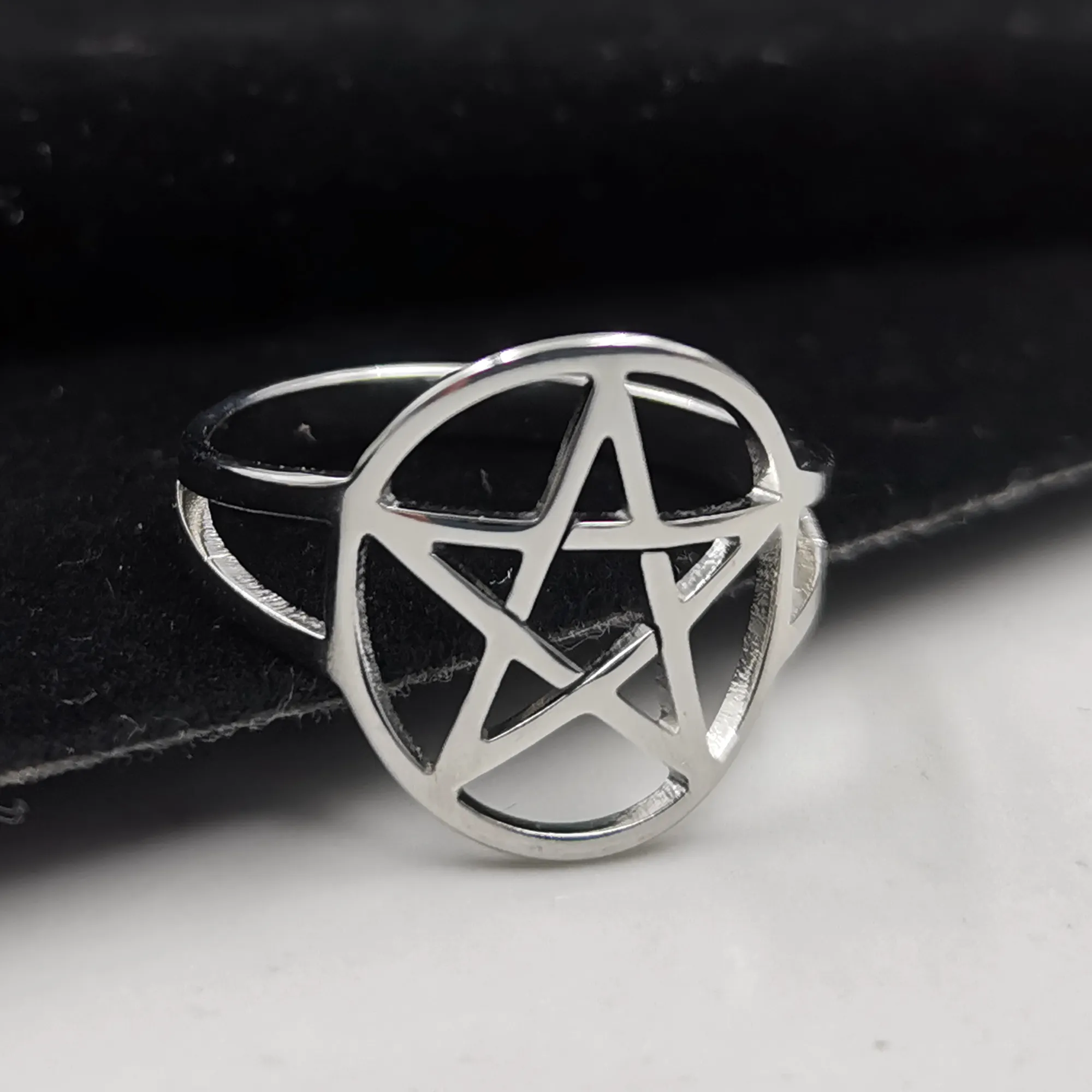 Anneaux D'étoiles Pour Hommes Pentagram, Wicca Pentacle Bijoux En Acier Inoxydable Amulet ...