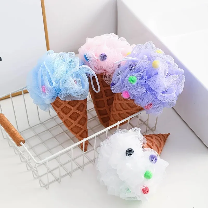 Exfoliating Sponge Ice Cream Cone Bath Ball: Rainbow Soft Shower Gel ...