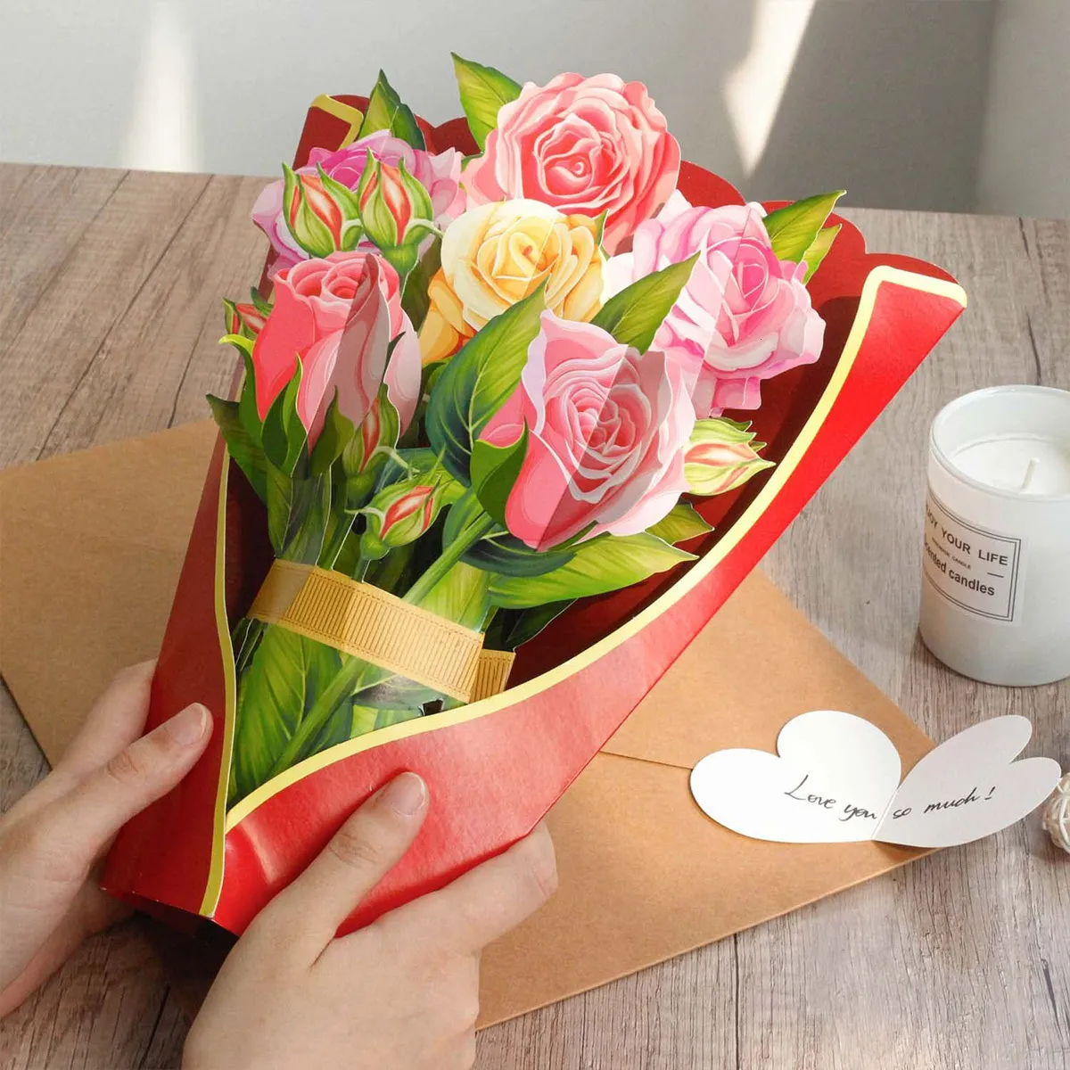 Mothers Day Greeting Card 11 8 Inch 3D Flower Bouquet Pop Up Rose ...