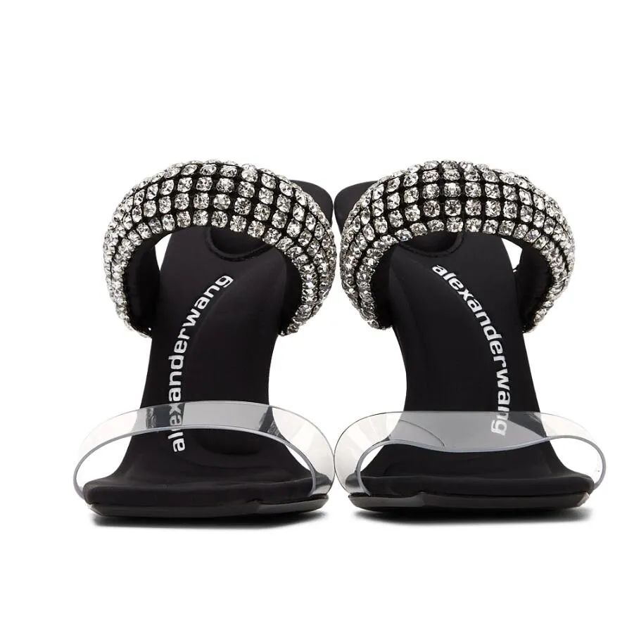 A Wang Nima Womens High Heels Black Stain PVC And Buffed Lambskin ...