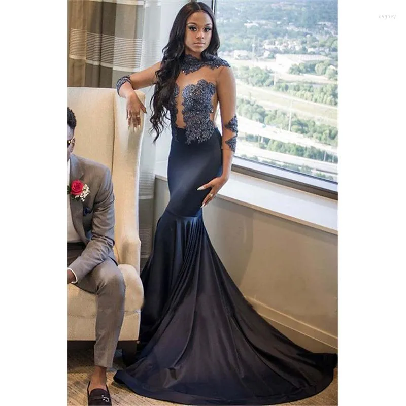Grey Mermaid Black Mermaid Prom Dress 2023 Long Sleeve Spandex With See