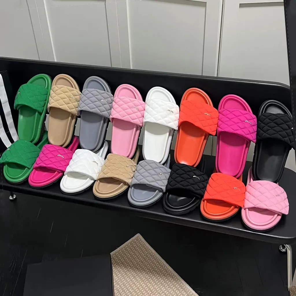Women's Quilted Platform Slides Comfortable Soft Leather Summer Pool ...