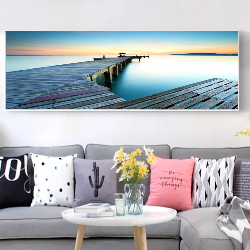 Contemporary Trestle Sky Bridge Canvas Wall Art For Living Room Decor ...
