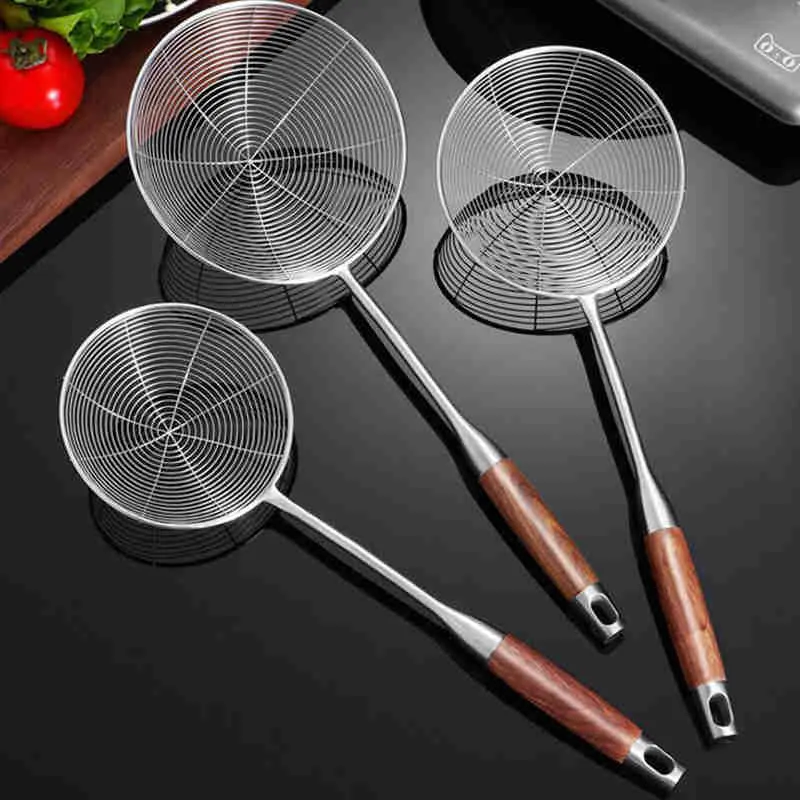 Premium 304 Stainless Steel Spider Mesh Strainer, Colander Ladle ...
