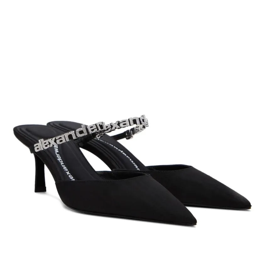 A Wang Nima Womens High Heels Black Stain PVC And Buffed Lambskin ...