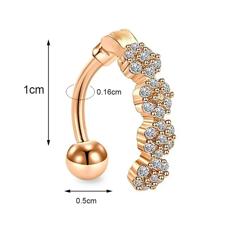 Crystal Belly Button Rings: Reversed Bar Navel Ring With CZ Zircon Dangle Body Piercing Jewelry ...