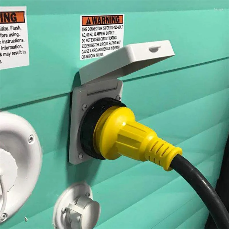 125V 30 AMP RV Power Inlet Male Socket Plug With 3 Stainless Steel Pins ...