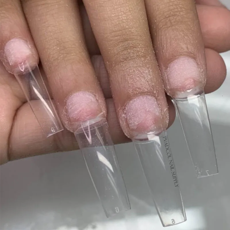 False Nails Tapered Coffin Acrylic Nail Tips Half Cover French Manicure ...