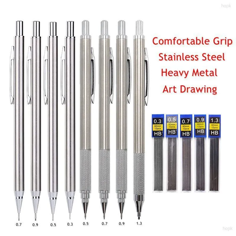 Markers Metal Mechanical Pencils Set with Lead Refills 0.3mm 0.5mm 0 ...
