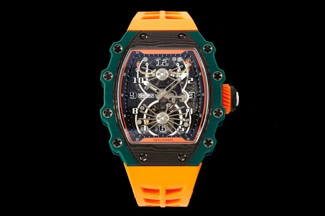 RM21 02 43MM Mens Watch TPT Carbon Case Tourbillon Aerodyne Design Hand ...