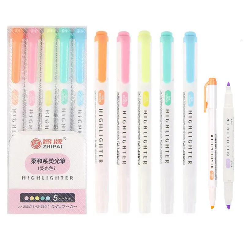 Wholesale Kawaii Double Tip Highlighter Pen Marker Set 5 Candy Colors ...