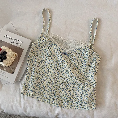 Camisoles Tanks Vintage Sexy Lace Floral Print Camisole Women Vest ...