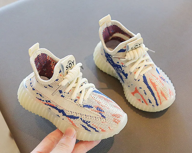 Children Sneakers Lace-Up Boys Running Shoes Cotton Upper EVA Outsole ...