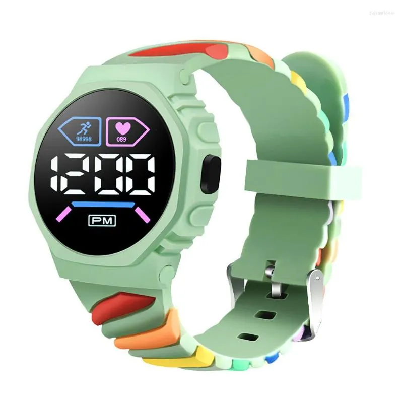 Wristwatches YIKAZE Child Kids Watch LED Electronic Watches For Boys Girls Rainbow Silicone Strap Waterproof Sports Mother Digital