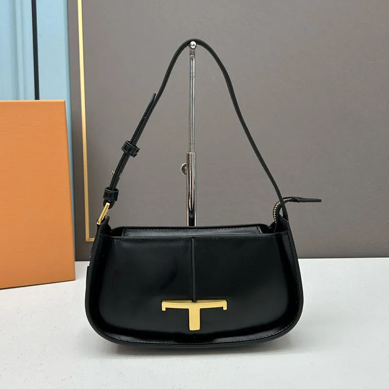 Half Moon Genuine Leather Underarm Black Leather Crossbody Bag With ...