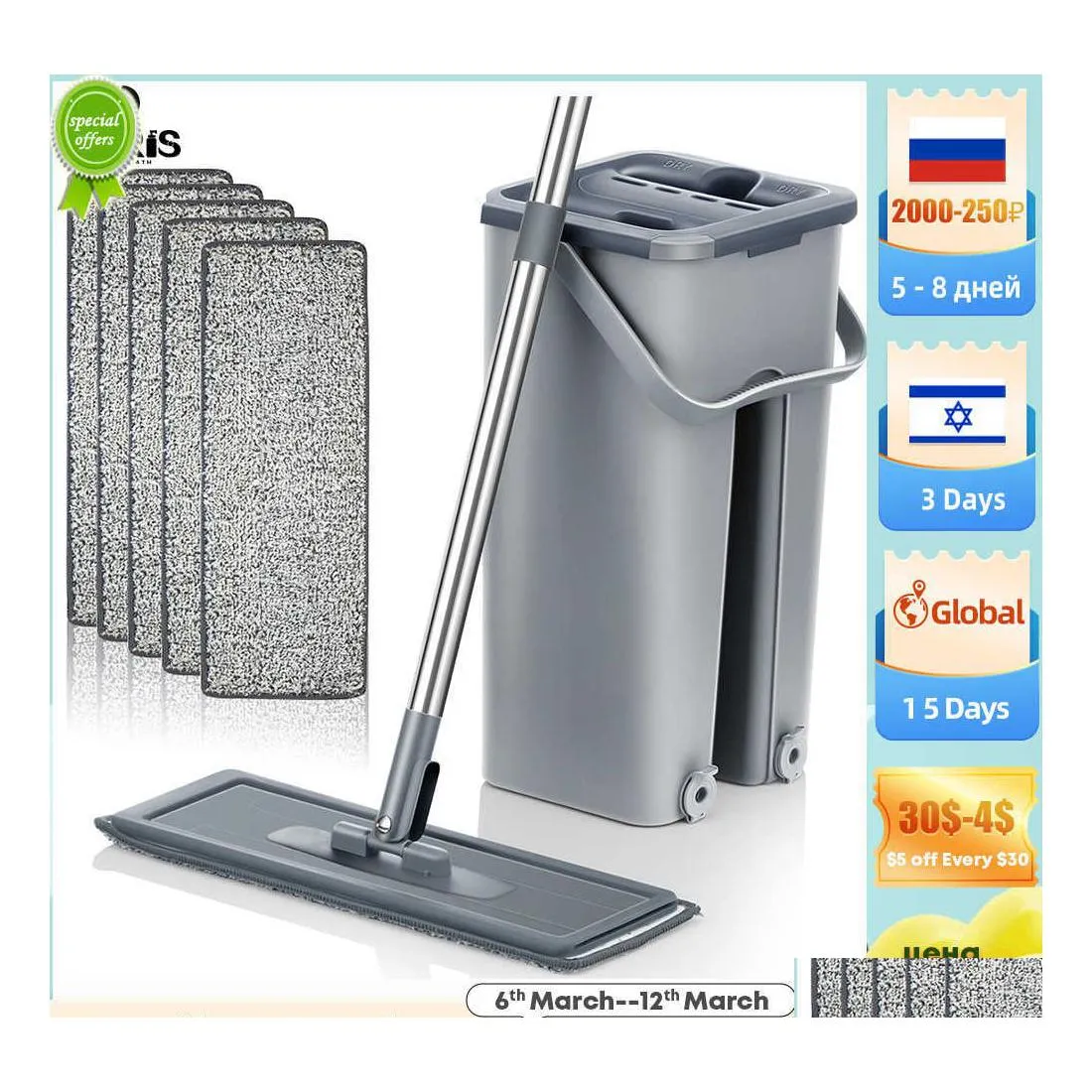 Sponge Mop For Wallss Hand Flat Floor Sponge Mop For Walls And Bucket ...