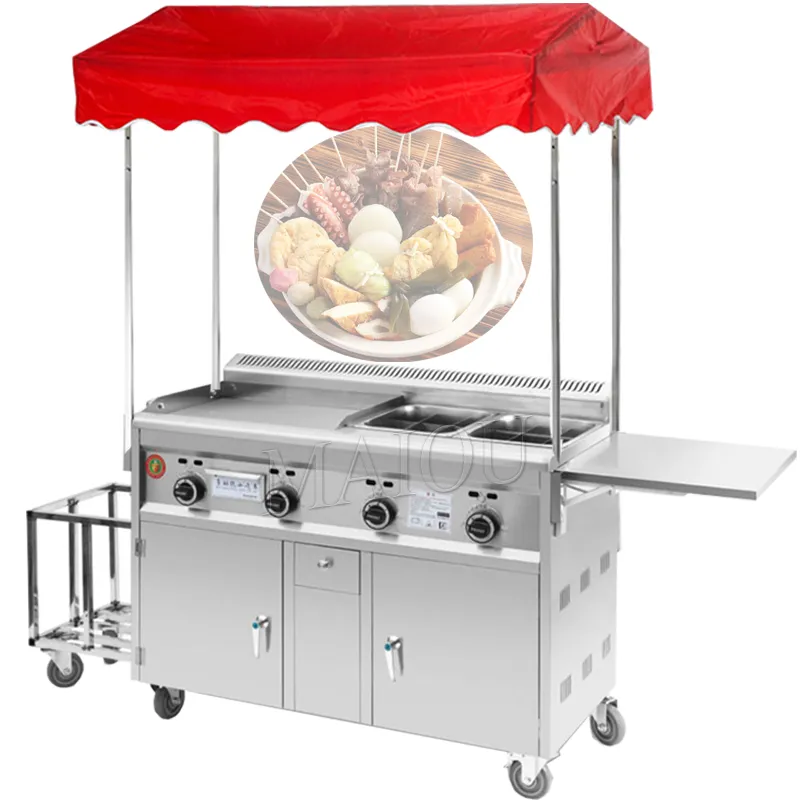 Snack Cart On Wheels: Mobile Fast Food Truck, Square Top Multi Function ...