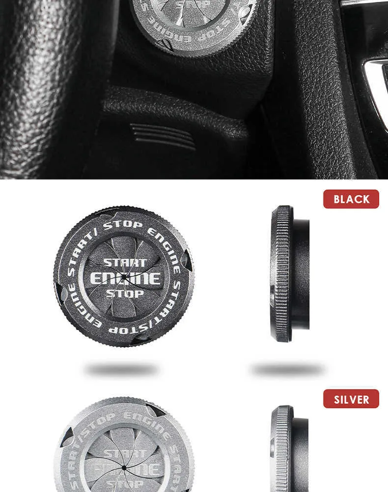 Car Engine Start Stop Button Cover Spin Gear Shape Ignition Switch With ...