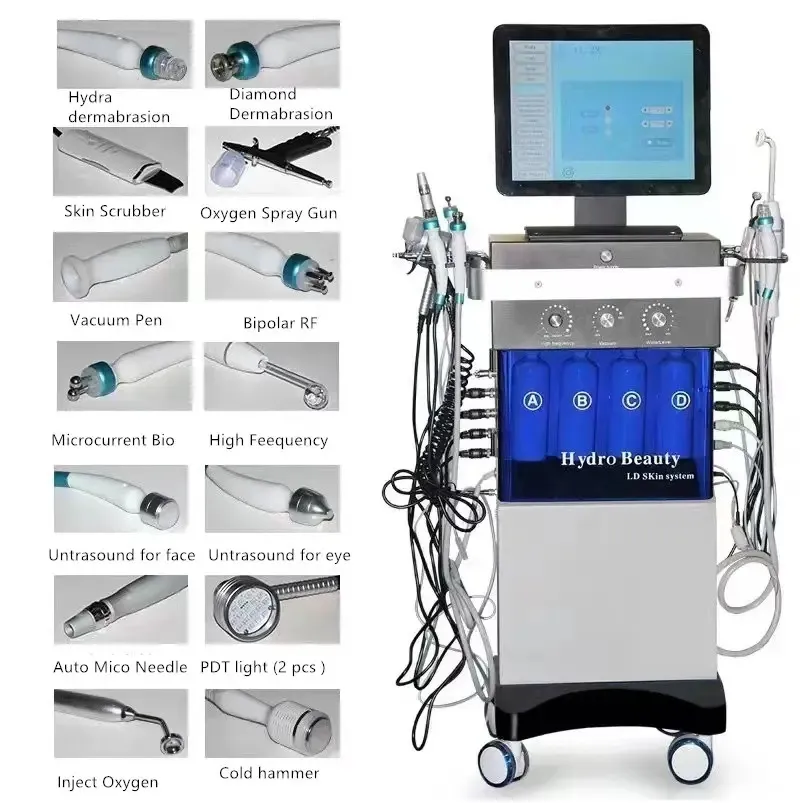 14-in-1 HydraFacial Machine: Diamond Dermabrasion, Aqua Peel, Oxygen Facial, Microdermabrasion ...