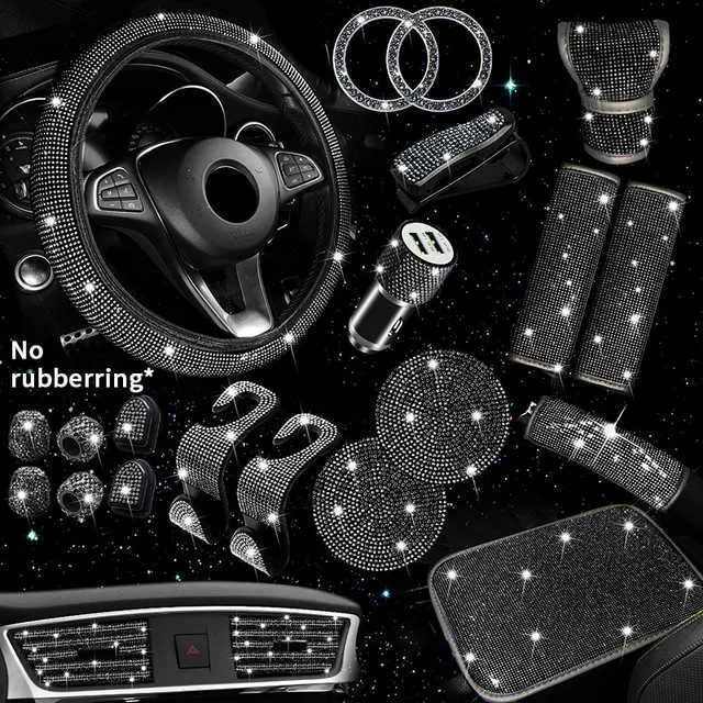Womens Car Accessories Set With Bling Steering Wheel Cover Gear Handbrake Covering Shoulder Armrest Pad Charger Vent Boho Wedding Decor Strip From Skywhite 39.55 DHgate.Com