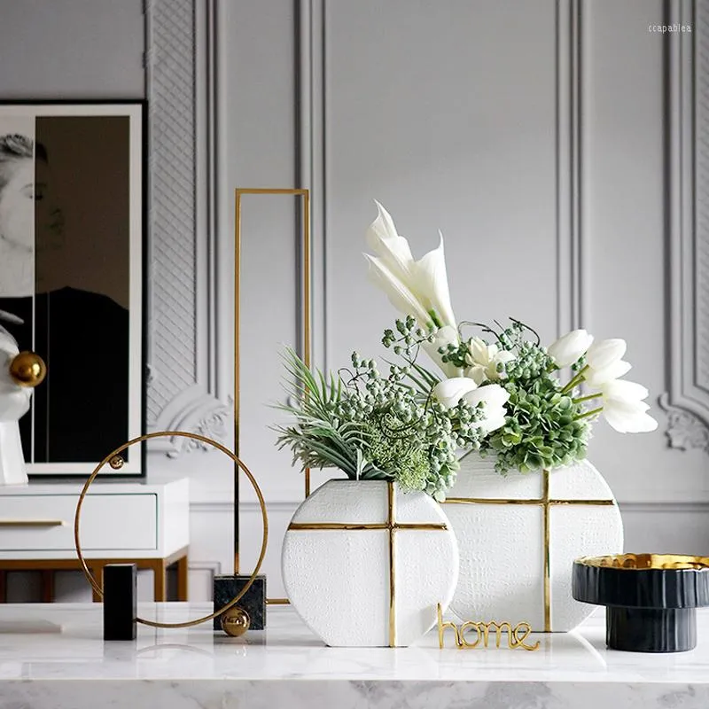Vases Modern Plating Gold Cross Porcelain Vase Vase Luxury Living Room ...