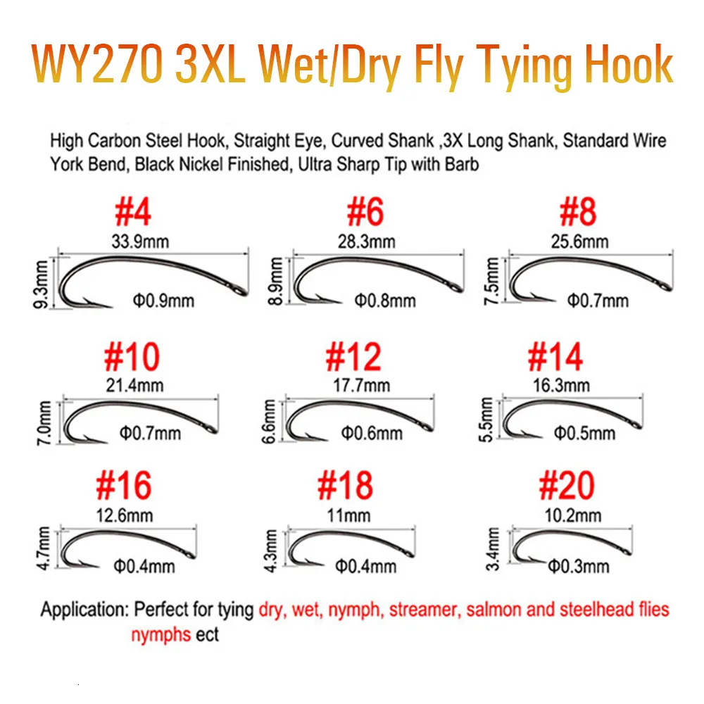 ICERIO Fly Tying Hooks Fly Fishing Hooks, Assorted Sizes #8~#16, Ideal ...