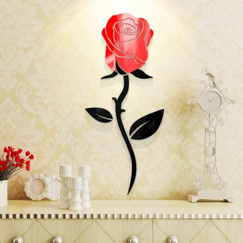 3D Rose Wallpaper: Romantic Acrylic Wall Art For Bedroom Decor, DIY ...