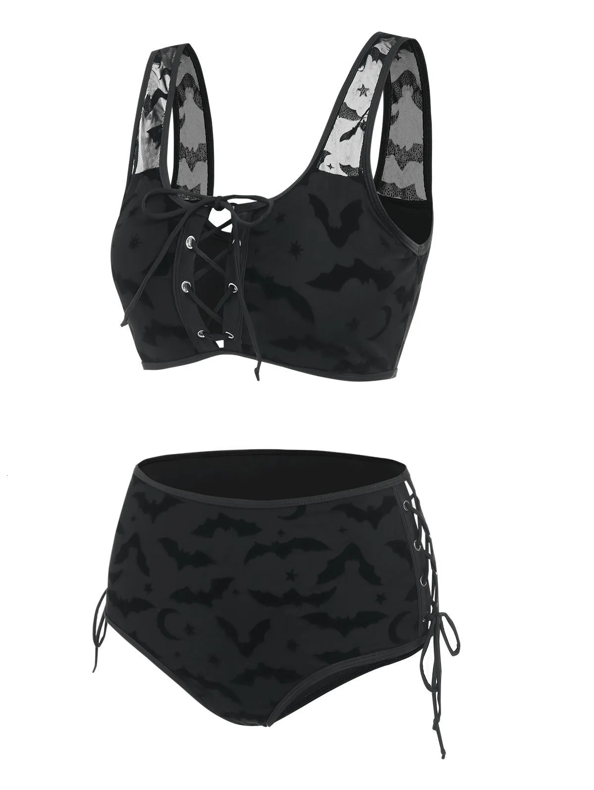 Two-Piece Bikini Set: Women's Fashion Summer Tankini Swimsuit with Bat ...
