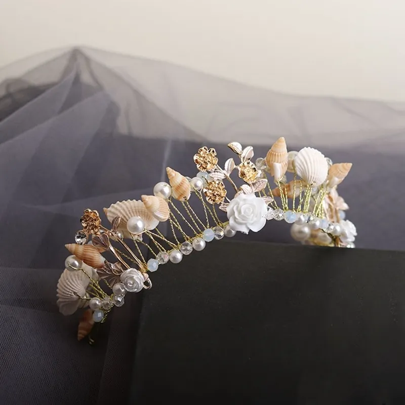 Handmade Pearl Seashell Crown - Elegant Bridal Headband Jewelry for ...