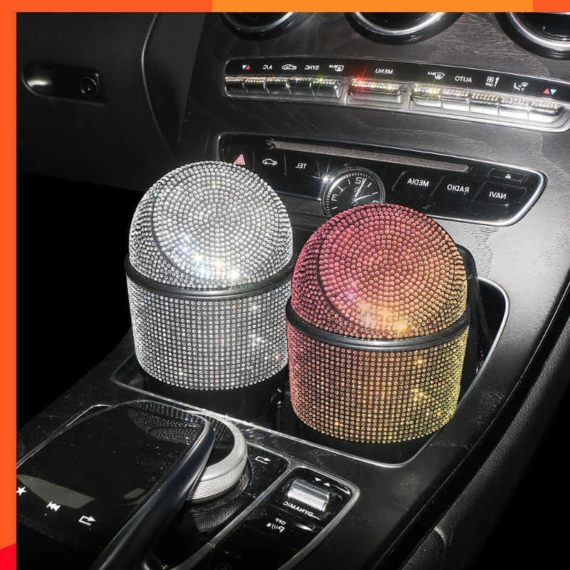 Luxury Bling Car Trash Can Mini Auto Garbage Bin With Press Top Lid ...