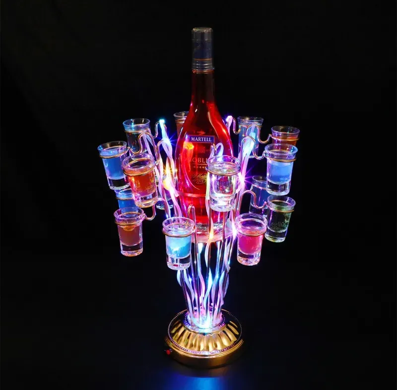 LED Rechargeable Wine Glass Holder Tree Illuminated Liquor Tray ...