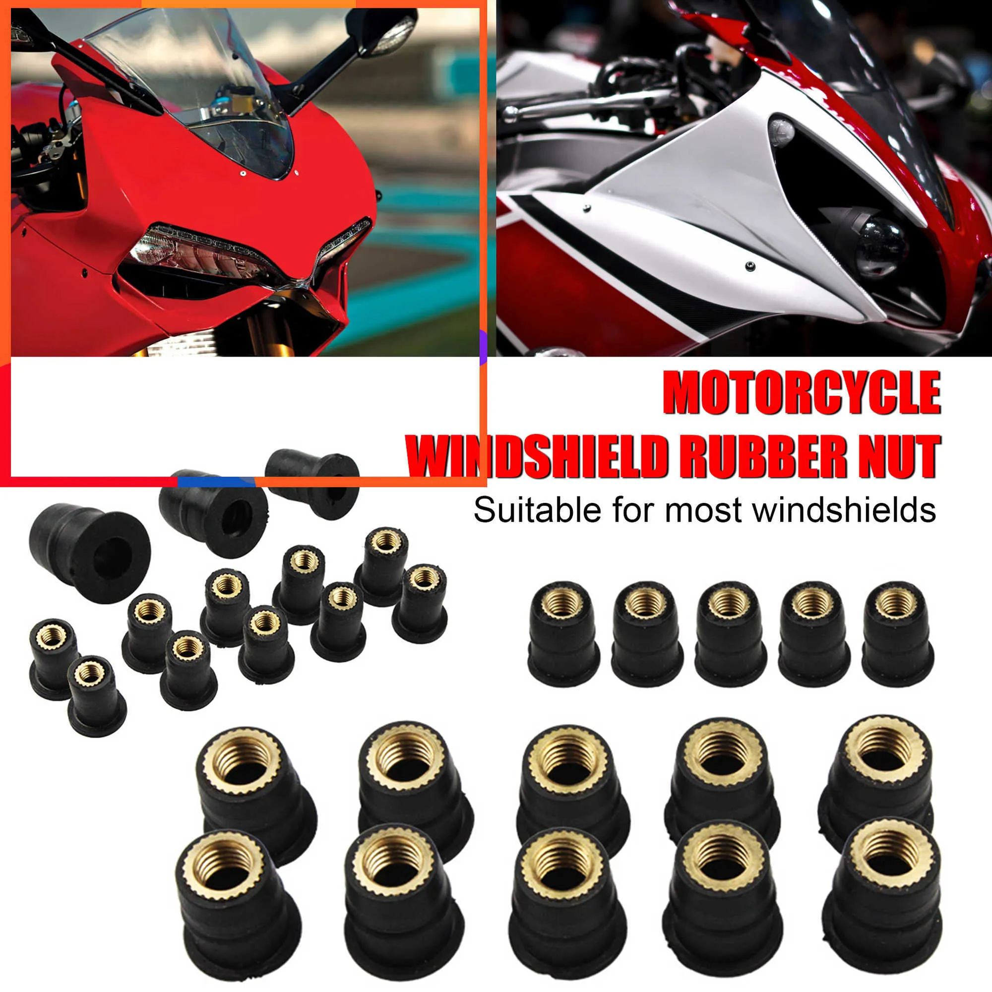New Motorcycle M4 M5 M6 Universal Rubber Well Nuts Windscreen Fairing ...