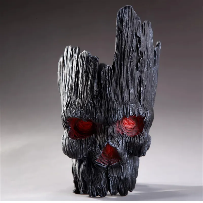 Black Ceramic Pot Skull Black Ceramic Pot Gothic Black Skull Halloween ...