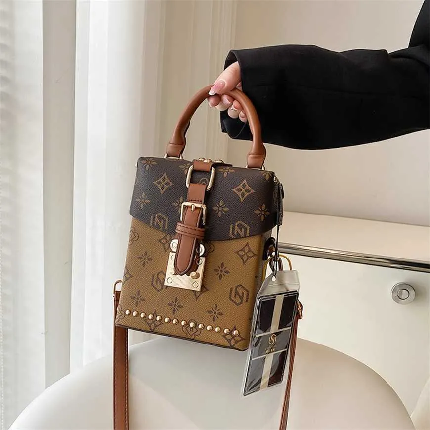 Designer tote bag floral crossbody handbag vertical square PU material ...