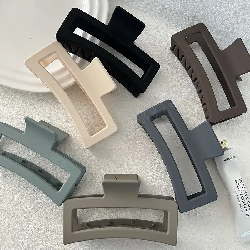 13cm Woman Large Rectangle Frosted Hair Claw Barrettes Fashion Girl ...