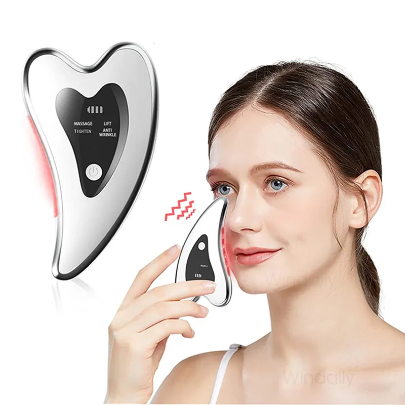 Face Massager 4 In 1 Electric Guasha Massager Heating Vibration Scraping Tool Anti Wrinkle