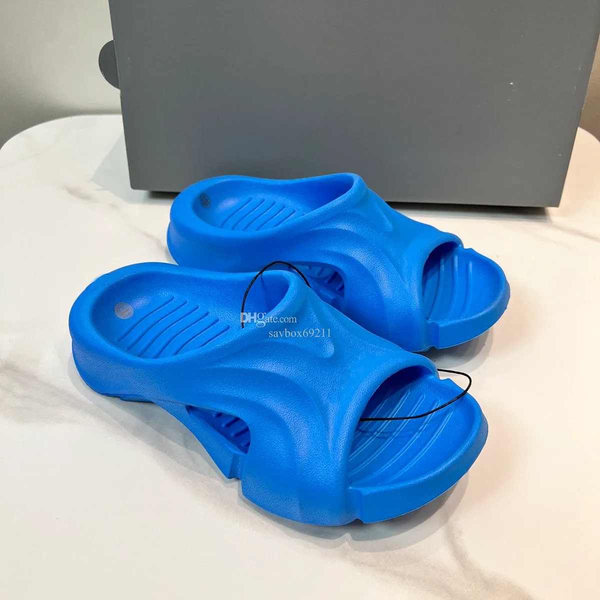 Logo Pool Rubber Mules Slippers Slides Blue Sandals For Women Heeled ...