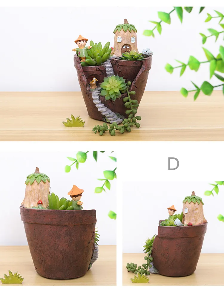 Fairy Garden Pot Retro Farmhouse Flower Pot For Succulents Plants ...