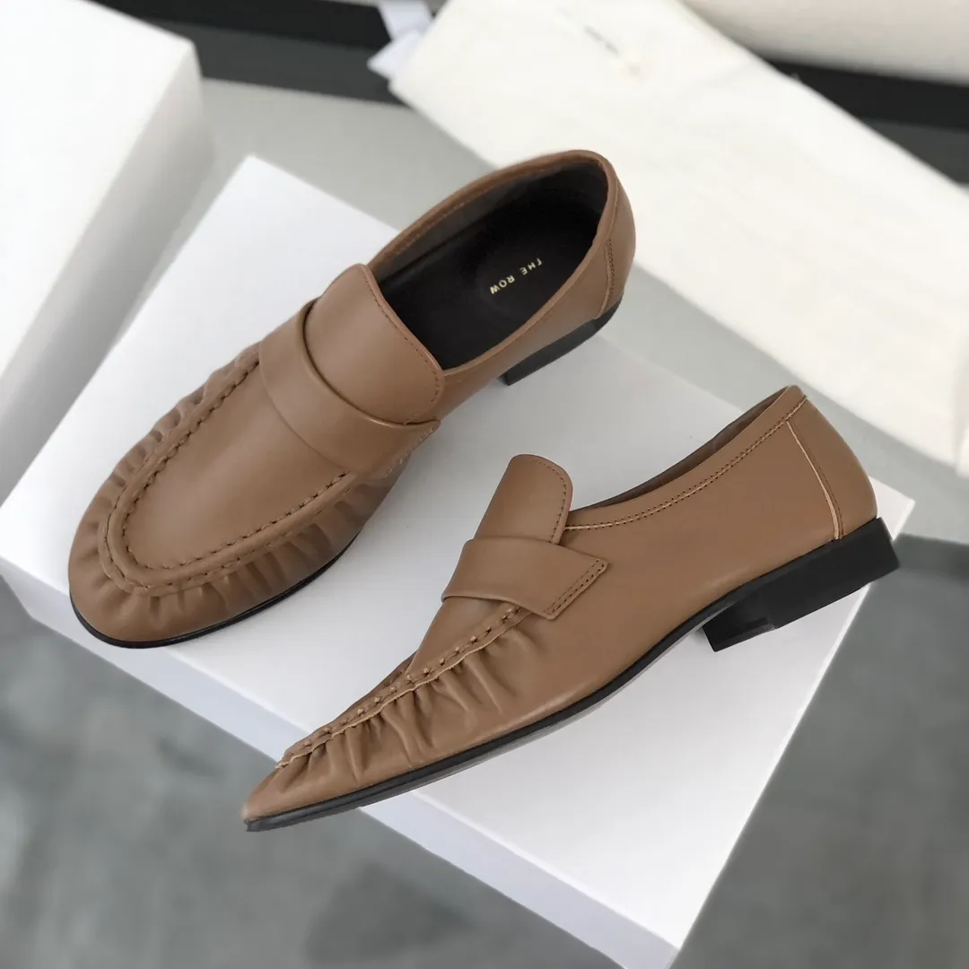 Hand Painted Matte Calfskin Leather Loafer With Natural Pleating Effect ...