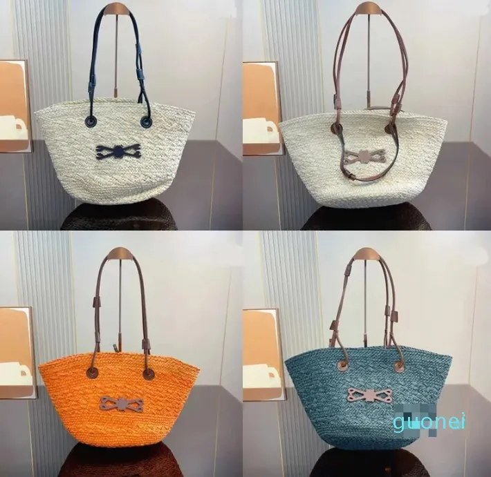 2023 Designer Raffia Straw Woven Beach Tote Bag Large Shoulder ...