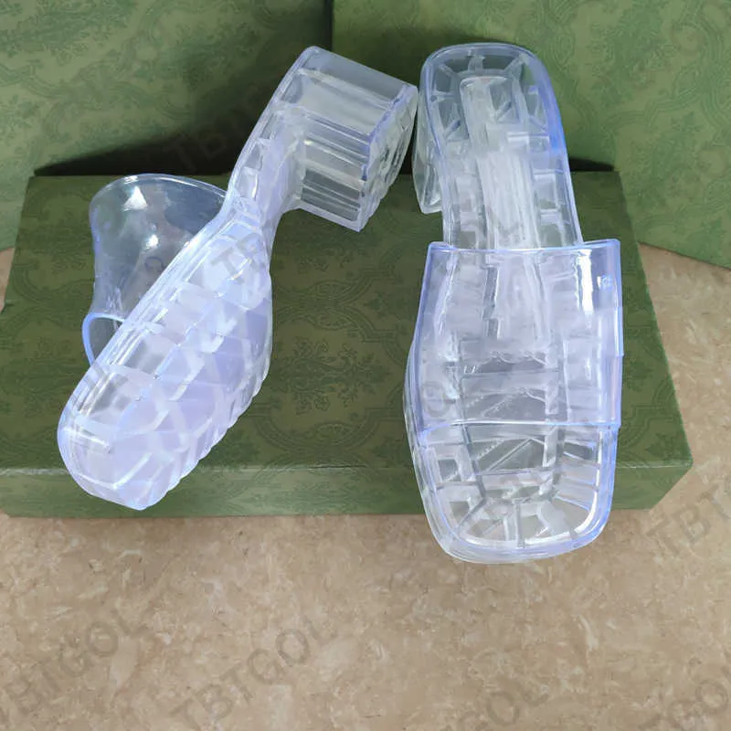 Embossed Platform Jelly Sandals For Women Fashionable Rubber Slides ...